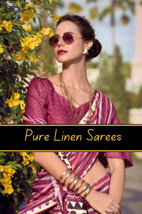 Buy Handloom Linen Sarees Online In India - Monamaar