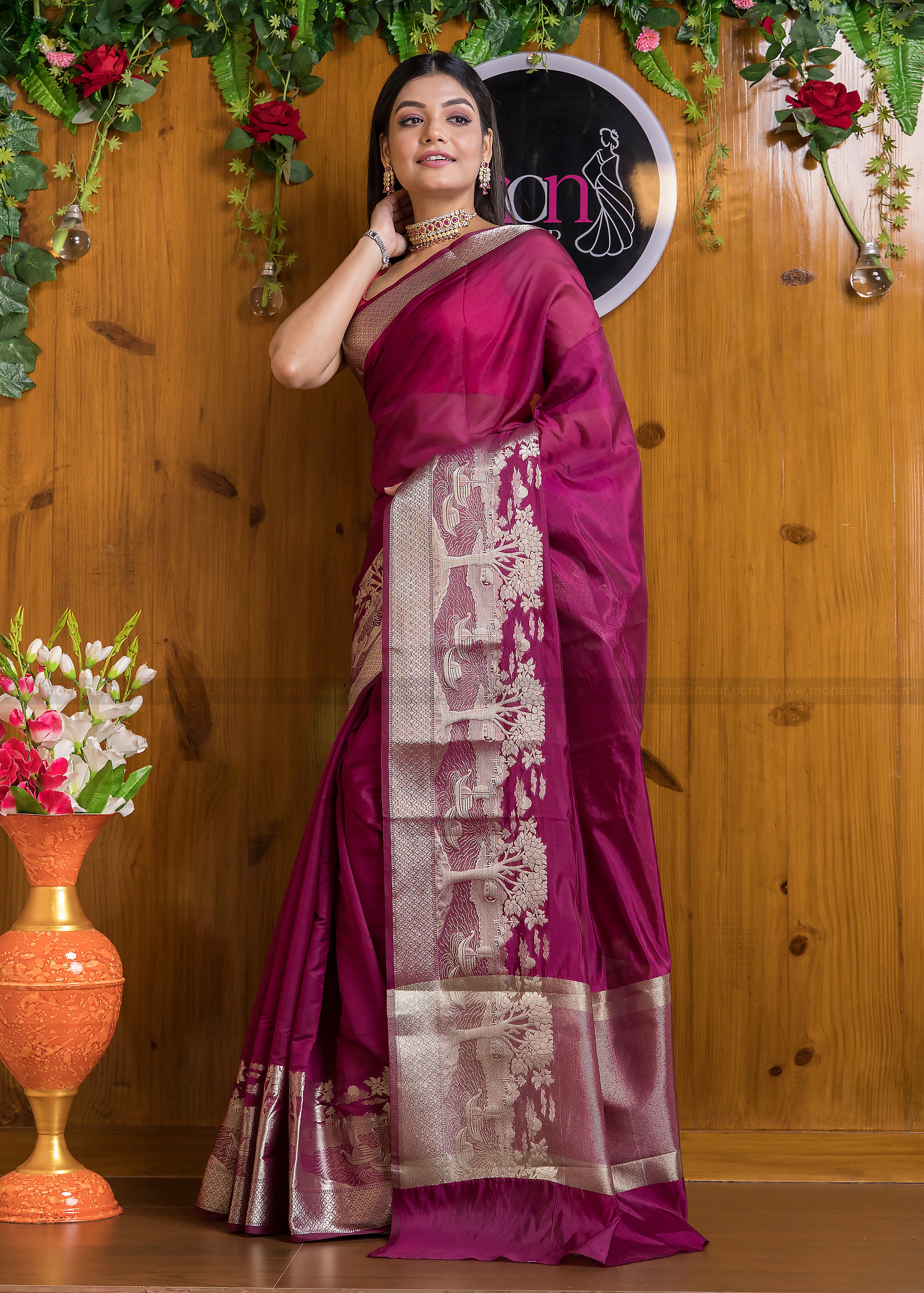 Nadi Ghat Banarasi Fancy silk Saree – Monamaar
