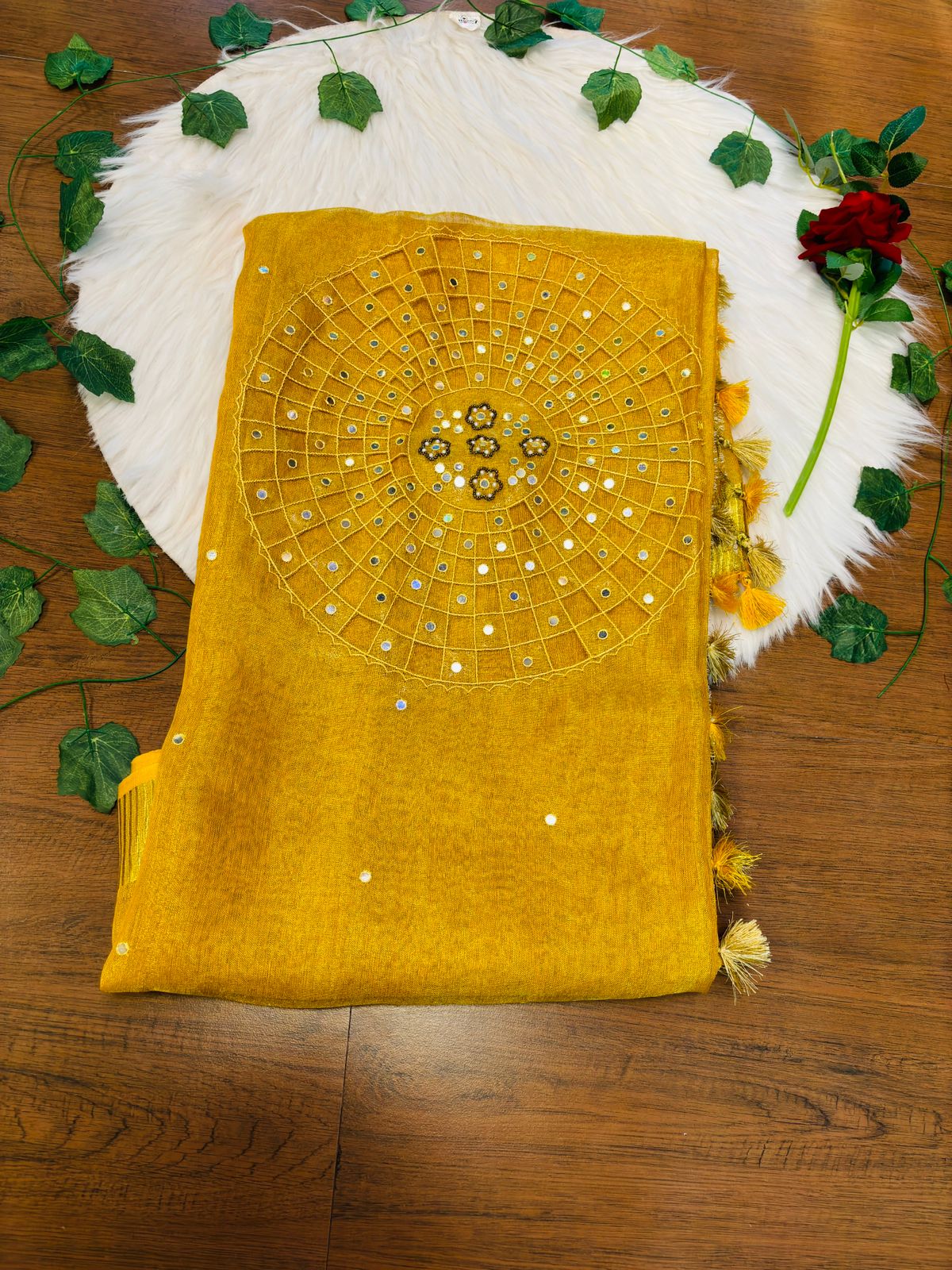 Purest Form Of Tissue Linen Saree(Handwork) – Monamaar
