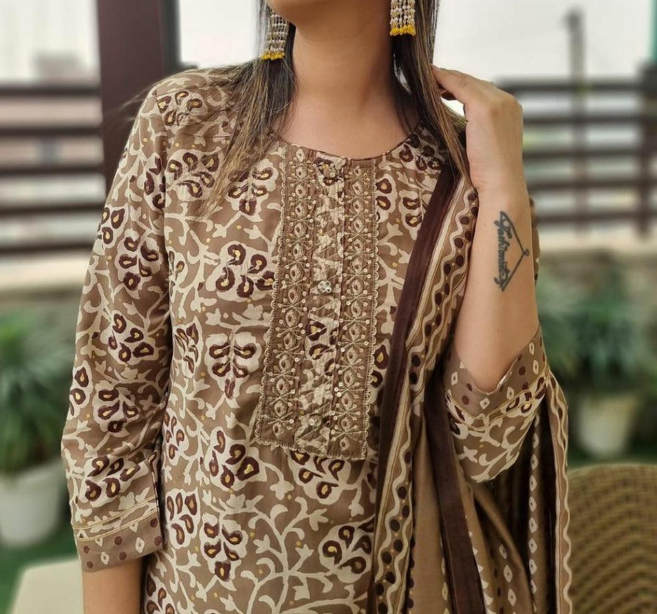 Sanganer Print Pure Cotton Kurti Set – Monamaar