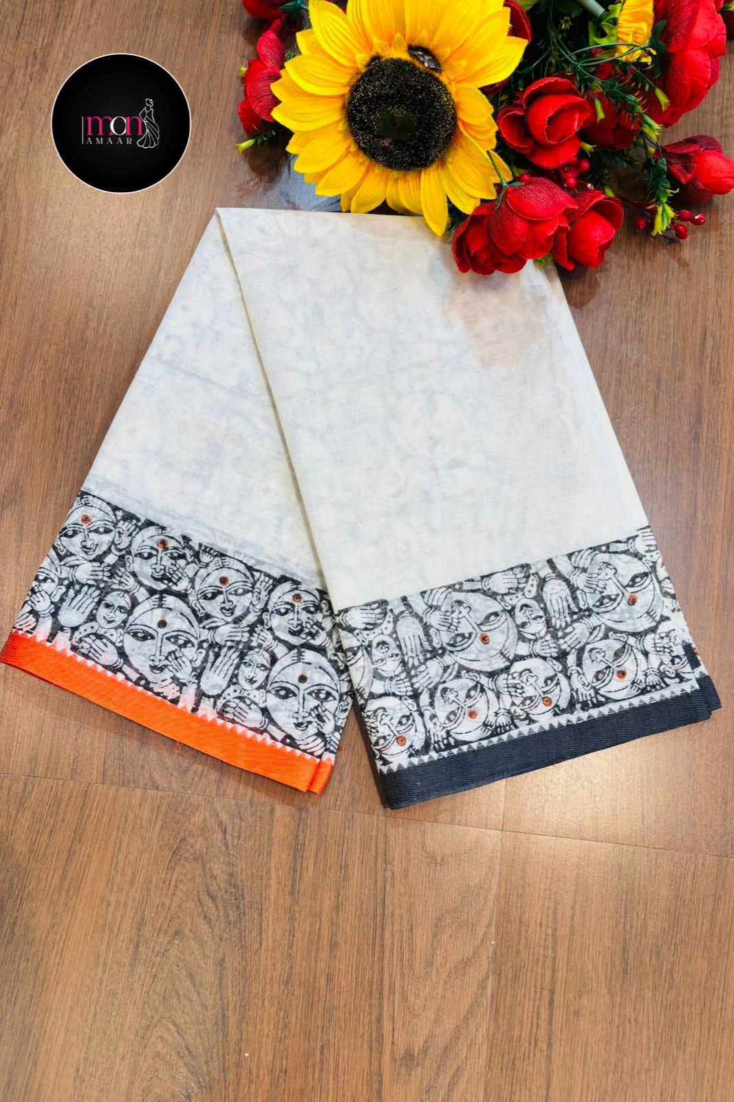 Path Chhobi- Handloom Dhonekhali Cotton Saree – Monamaar